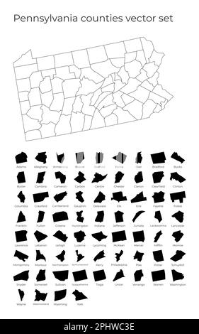Pennsylvania map. Blank vector map of the US State with counties ...