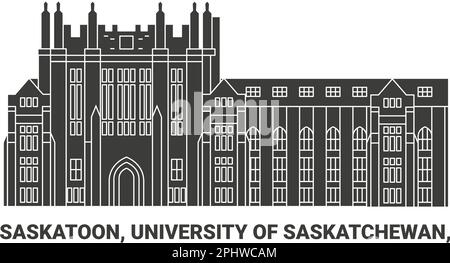 Canada, Saskatoon, University Of Saskatchewan, travel landmark vector ...