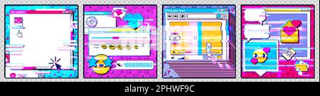 Web ui. 90s layout screen elements frame pages banners icons dividers ...