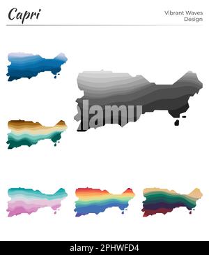 Capri map. Collection of maps of Capri in dotted style. Borders of the ...