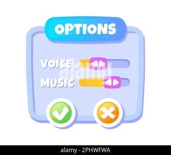 Game UI. Settings screen. A funny cartoon design ui game options ...