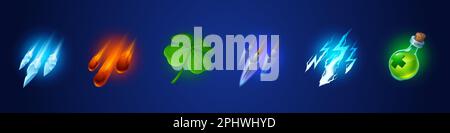 Fantasy game icons of magic spells and skills. Game interface elements ...