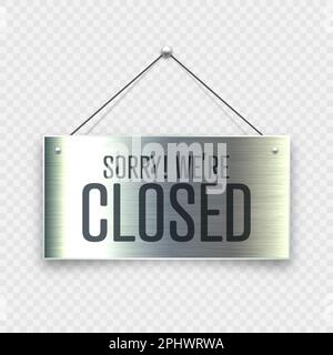 Brushed metal Closed hanging signboard. Vintage door sign for cafe ...