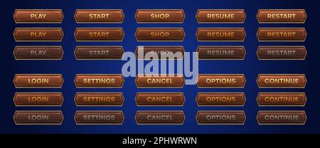 Medieval game button animation sprite with crown cartoon vector set. 2d ...