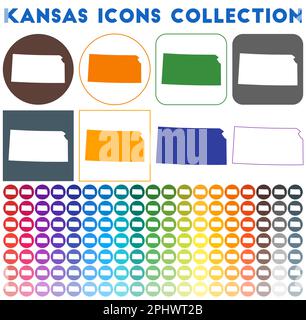 USA collection. Vector illustration of Kansas theme. State Symbols ...