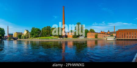 Brick buildings alongside Tammerkoski channel in Tampere, Finland Stock ...