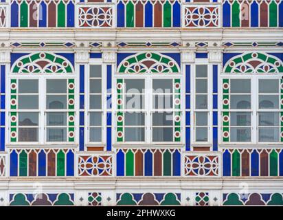 Facades of modern buildings at A Coruna waterfront in Spain Stock Photo ...