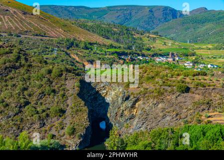 Panorama of river Sil with Montefurado tunnel, Spain Stock Photo - Alamy