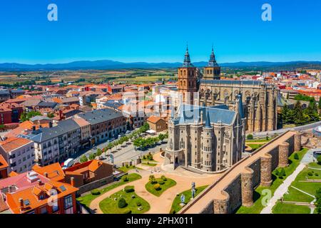 Aerial view of landmarks at Astorga, Spain Stock Photo - Alamy