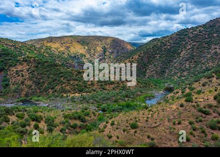 Barren valley surrounding confluence of Huebra and Camaces rivers in ...