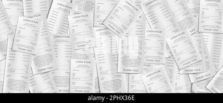 Bills, receipts, paper cheques, purchase invoices. Supermarket shopping ...