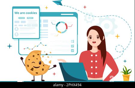 Internet Cookies Technology Illustration with Track Cookie Record of ...