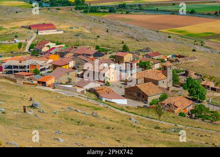 Aerial panorama of Gormaz castle in Soria Spain above the Duero river ...