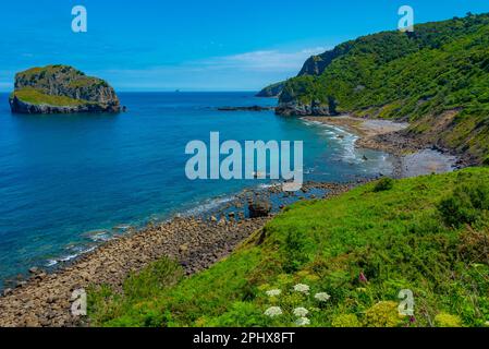 Akatxa irla island near San Juan de Gaztelugatxe church, Spain Stock ...