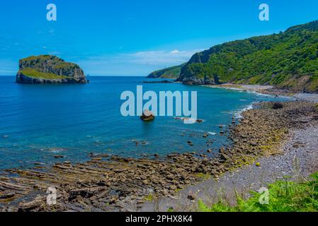 Akatxa irla island near San Juan de Gaztelugatxe church, Spain Stock ...