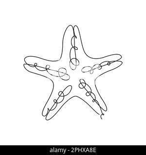 STARFISH LINE ART. Vector starfish. Continuous Line Drawing Vector for ...