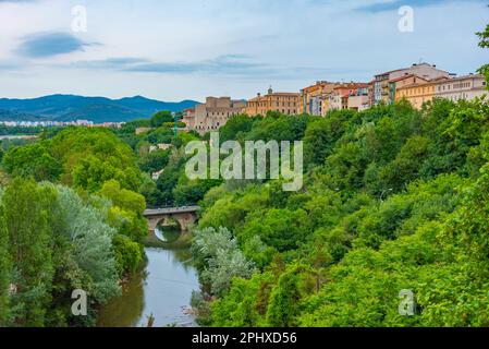 Buildings stretched alongisde ramparts of Pamplona, Spain Stock Photo ...