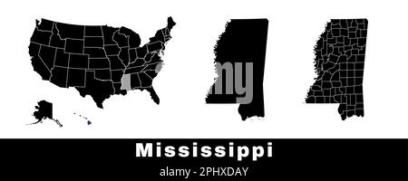 Mississippi State counties Map Stock Vector Image & Art - Alamy