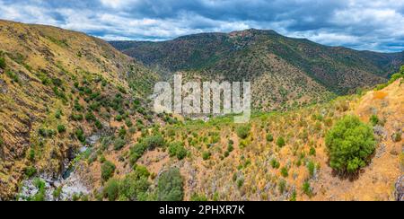 Barren valley surrounding confluence of Huebra and Camaces rivers in ...