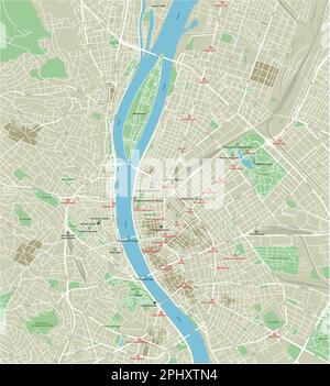 Vector city map of Budapest with well organized separated layers Stock ...