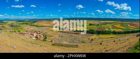 Aerial panorama of Gormaz castle in Soria Spain above the Duero river ...