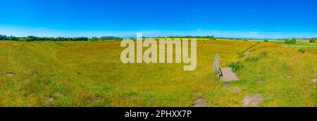 The ancient Viking ring castle, at the Trelleborg Museum. Trelleborg ...