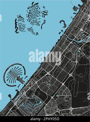 Downtown vector map of Dubai, United Arab Emirates. This printable map ...