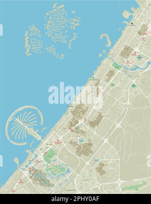 Vector city map of Dubai with well organized separated layers Stock ...