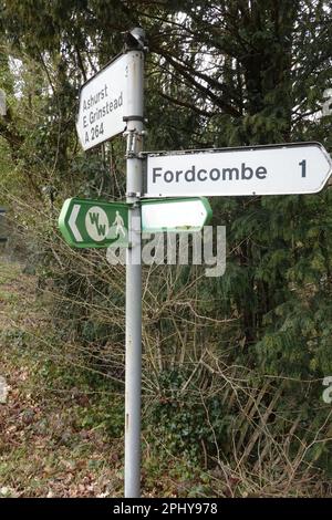 Sign for long the long distance footpath Wealdway, connecting Gravesend ...