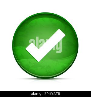 Checkmark icon on classy splash blue round button Stock Photo - Alamy