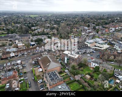Esher town centre Surrey UK drone aerial view Stock Photo - Alamy