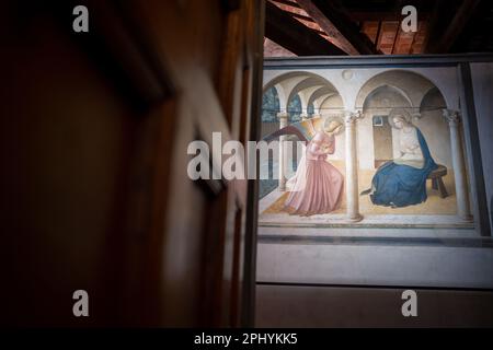 Renaissance masterpiece, Fra Angelico's 'Annunciation' at the top of the stairs to the dormitory ...