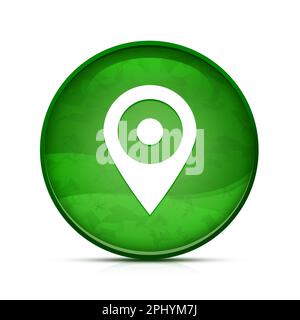 Location pin icon on classy splash blue round button Stock Photo - Alamy