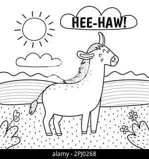 Donkey saying hee-haw. Cute farm animal talking Stock Vector Image ...