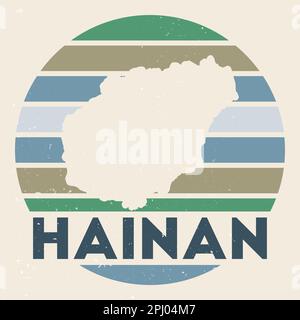 Hainan logo. Sign with the map of the island and colored stripes ...