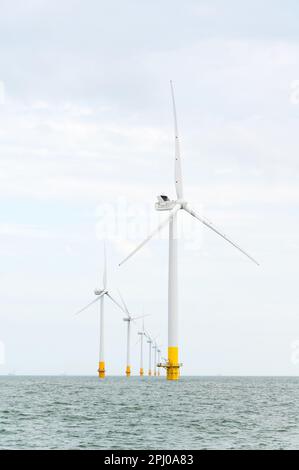 Whitstable, Kent, England, UK. Offshore wind farm - Wind turbines on ...