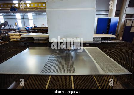 CNC punching and perforation machine and perforated steel sheet Stock ...