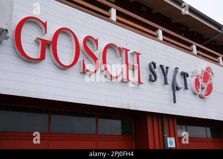 Font and logo, Gosch Sylt, Sylt, North Frisian Island, North Frisia ...