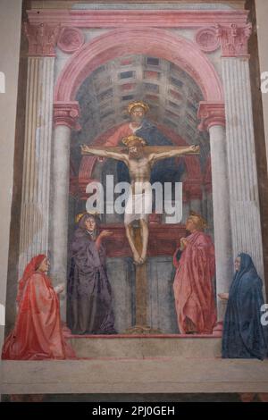 Masaccio's masterpiece Trinity on the wall at Santa Maria Novella ...