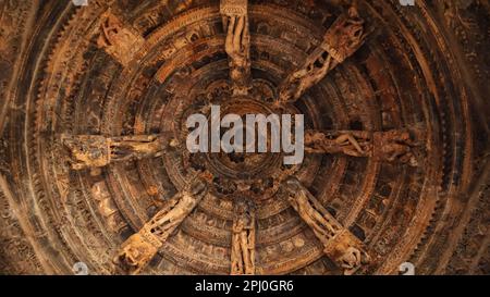 Inside Carvings of Sun Temple Modhera, Carving Pillars, Carving ...
