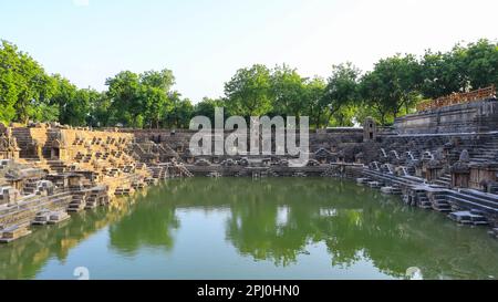 Step Well in Front of Sun Temple, Small Carving Temple, Modhera ...