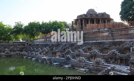 Step Well in Front of Sun Temple, Small Carving Temple, Modhera ...