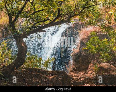 Beautiful Tad Faed waterfall. Laos landscape. Panorama Stock Photo - Alamy