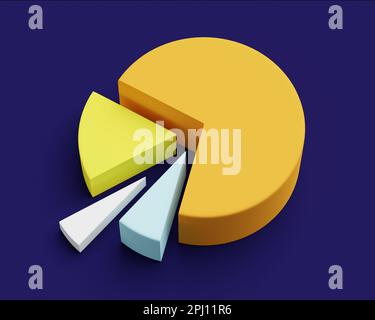 Simple chart pie with separated parts, business statistics, 3d ...