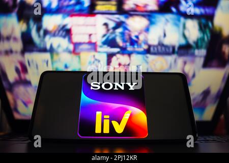 In this photo illustration, the Sony LIV logo is displayed on a ...