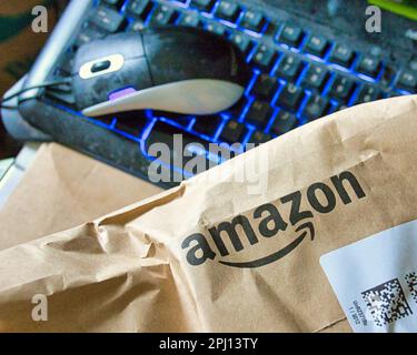 Amazon Prime package box delivery Stock Photo - Alamy