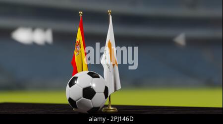 UEFA EURO 2024 Soccer, Spain National flag with a soccer ball in net ...