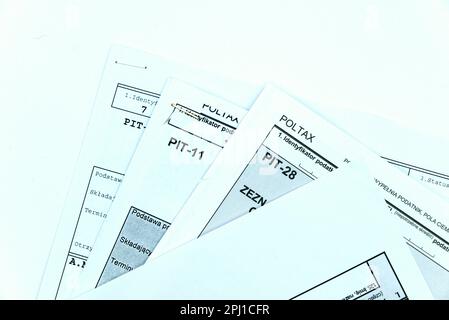 Polish end of year tax (called PIT) return forms Stock Photo - Alamy