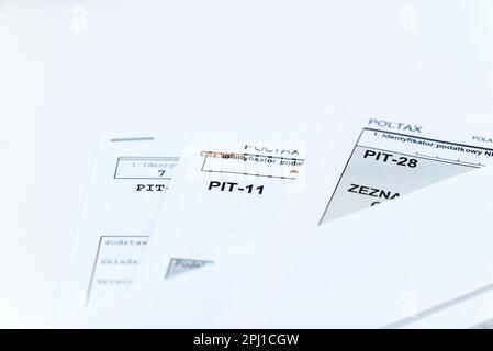 Polish end of year tax (called PIT) return forms Stock Photo - Alamy
