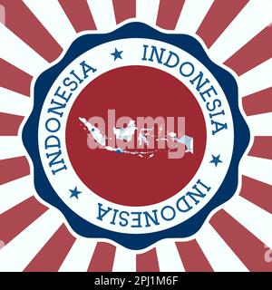 Indonesia logo. Sign with the map of the country and colored stripes ...
